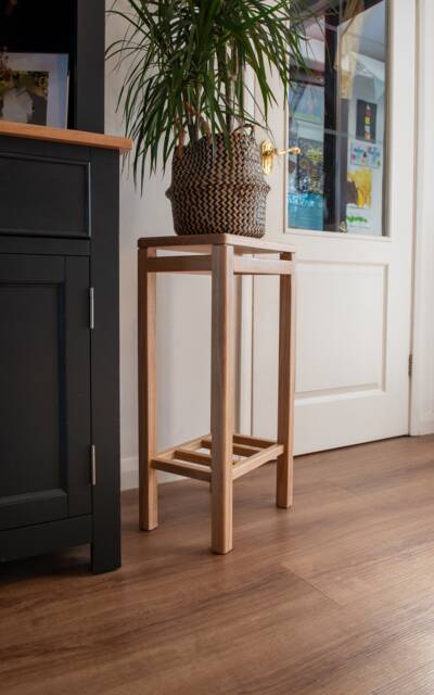 Tall Oak Side Table With Storage Rack, Scandinavian Style For Hallway ...