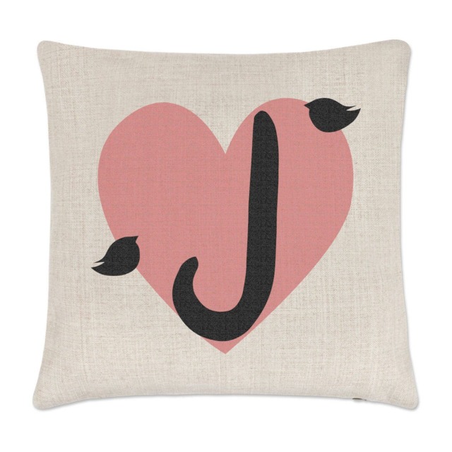 Letter J Heart Alphabet Linen Cushion Cover by Etsy | ufurnish.com