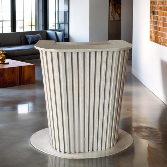 Luxury Slatted Reception Desk Textured White - Made in Britain- By Hand ...