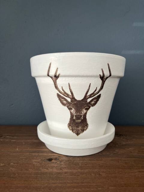 stag Decoupaged Indoor Plant Pot, Flower Gift For The Home by Etsy ...