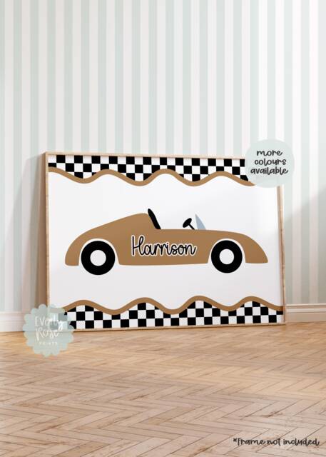Personalised, Race Car Prints, Vehicle Print, Racing Car, Boys Bedroom ...