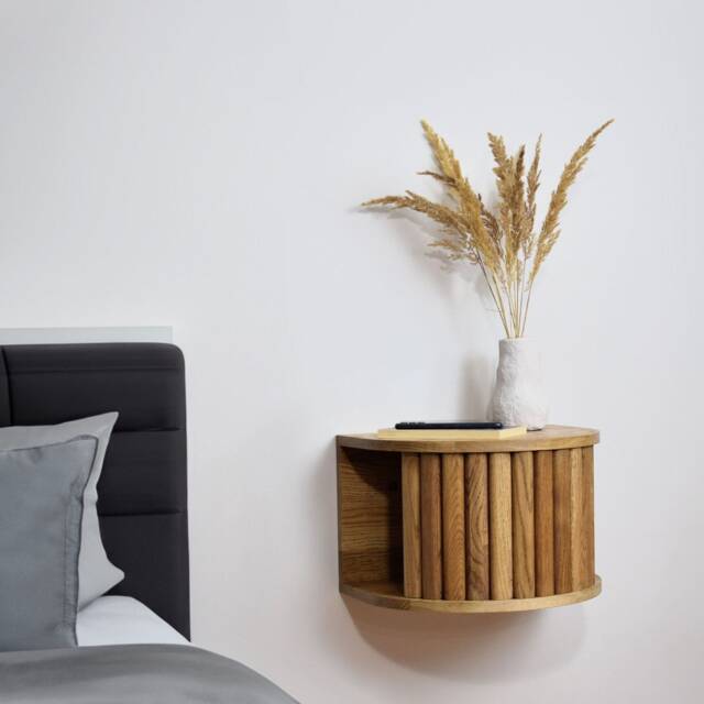 Floating Wooden Nightstand. Tambour Bedside Table by Etsy | ufurnish.com