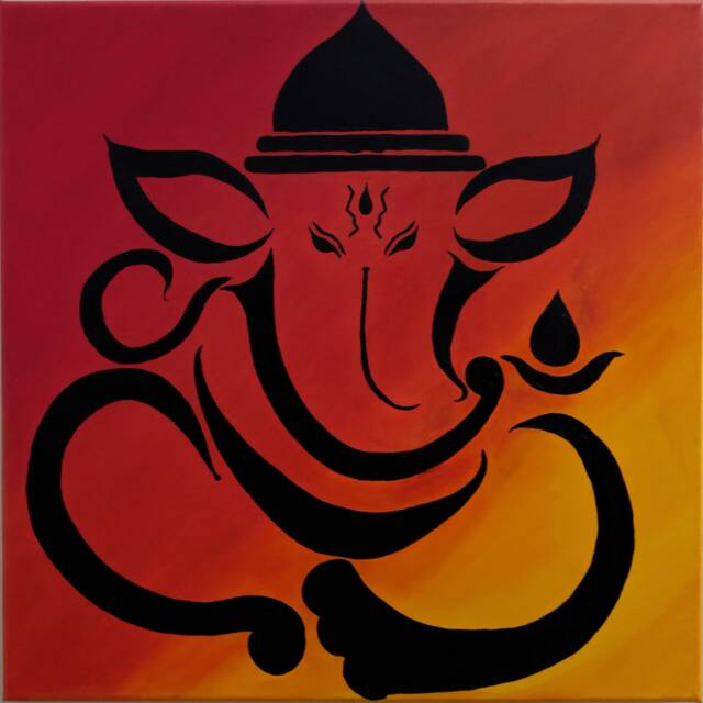 Lord Ganesha Painting-Original Hand Painted - Acrylic On Canvas-Modern ...