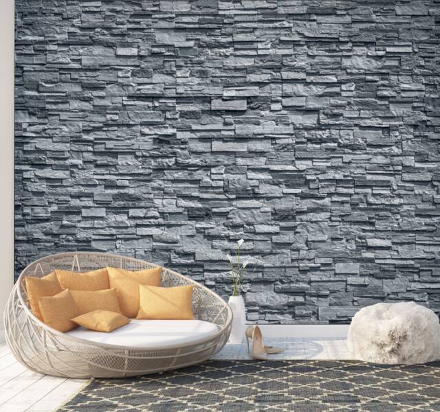 Nature Stone Look Slate Grey Art Print Photomural Wallpaper Mural Easy ...