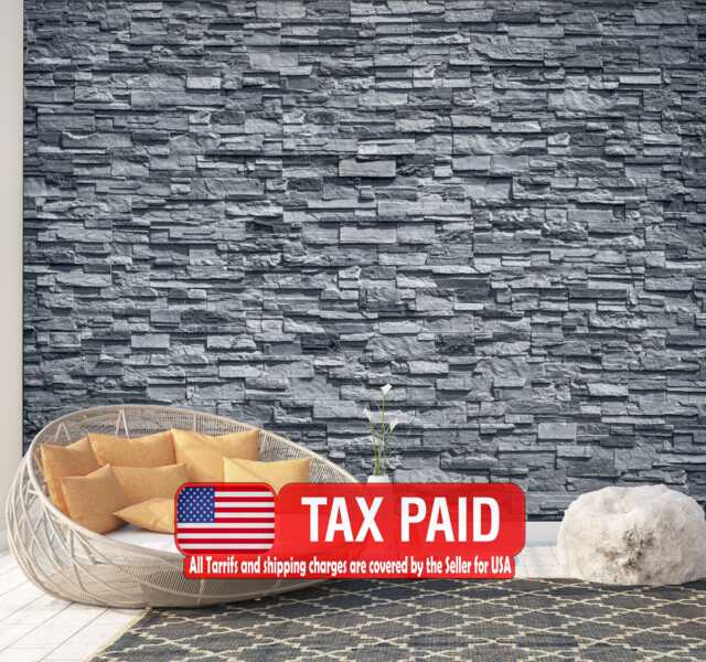 Nature Stone Look Slate Grey Art Print Photomural Wallpaper Mural Easy ...