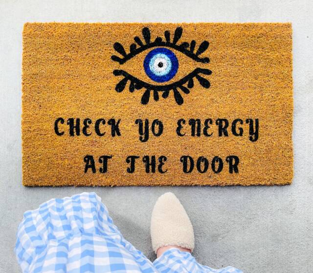 Evil Eye Check Your Energy Doormat With Amida by Etsy | ufurnish.com