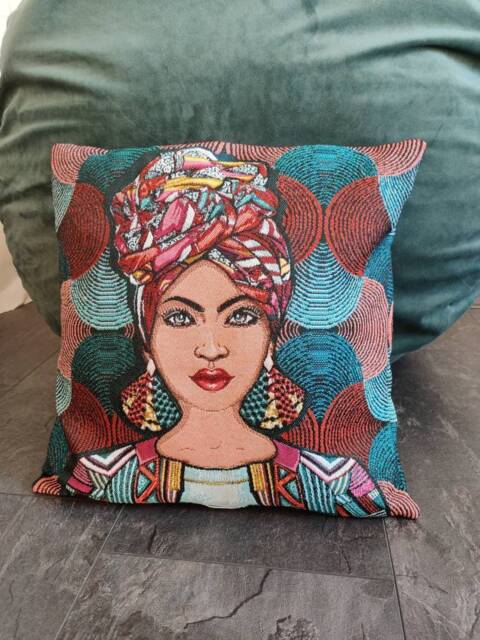 Colorful Lady Cushion Cover 45x45cm Jacquard Woven Fabric by Etsy ...