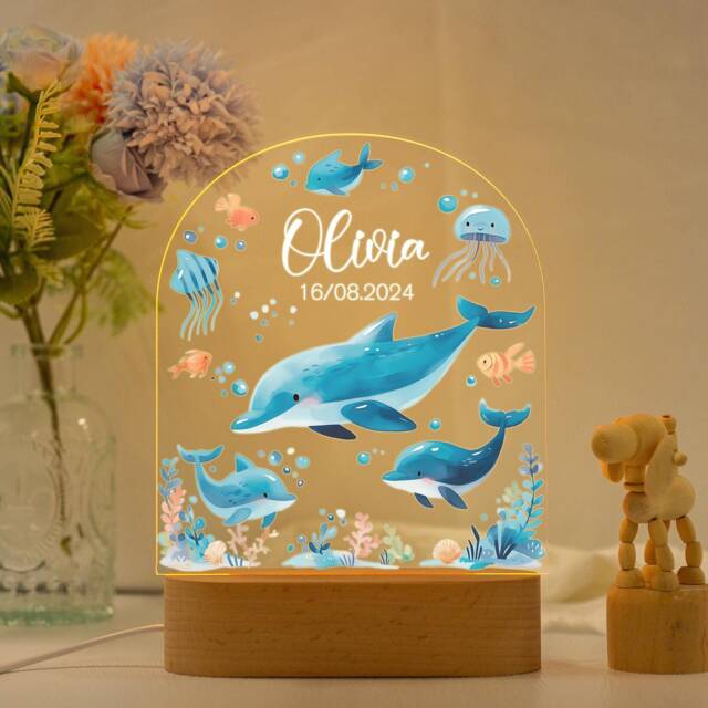 Custom Baby Nightlight, Personalized Animals Night Light With Name Date ...