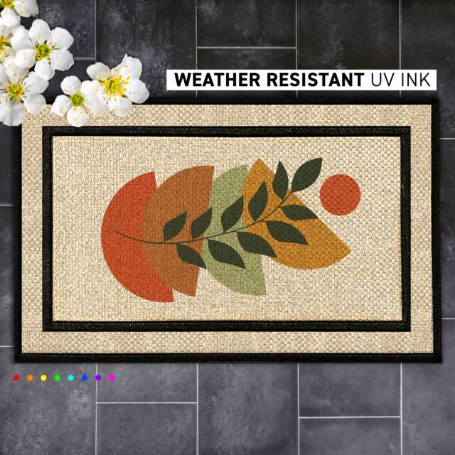 Chic Floral Abstract All Weather Doormat, Midcentury Modern Style, Home ...