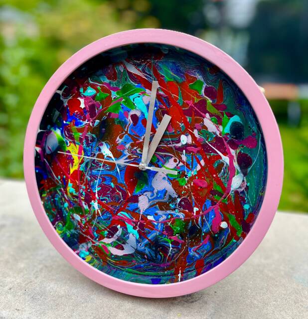 Drip Painted Clock, Graffiti Design Your Own Sculpture, Contemporary ...