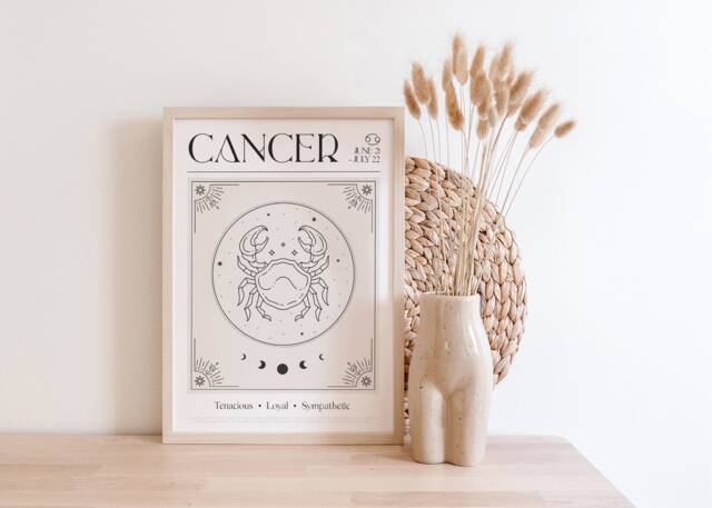 Cancer Zodiac Poster/Tarot Card Print Star Sign Gifts Boho Wall Art ...