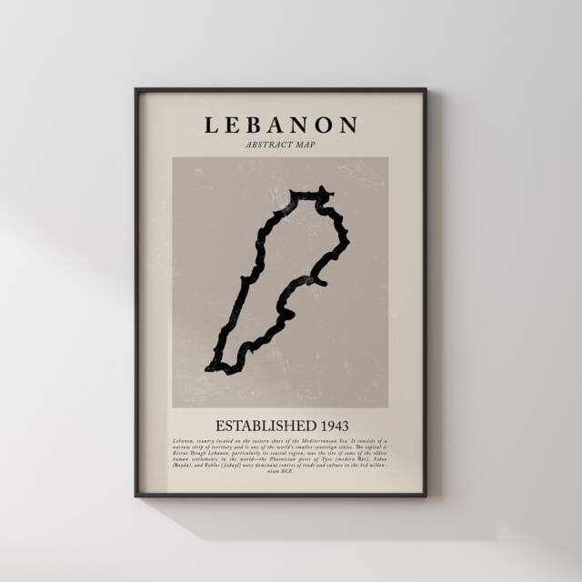 Lebanon Map Vintage Abstract Wall Art Print Picasso + Matisse Inspired ...