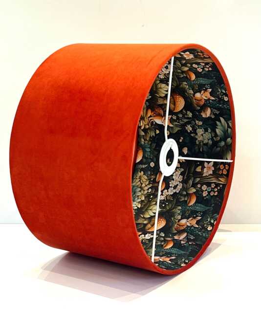 Handmade By Order Luxury Pumpkin Orange Velvet & Fox in Forest Pattern ...
