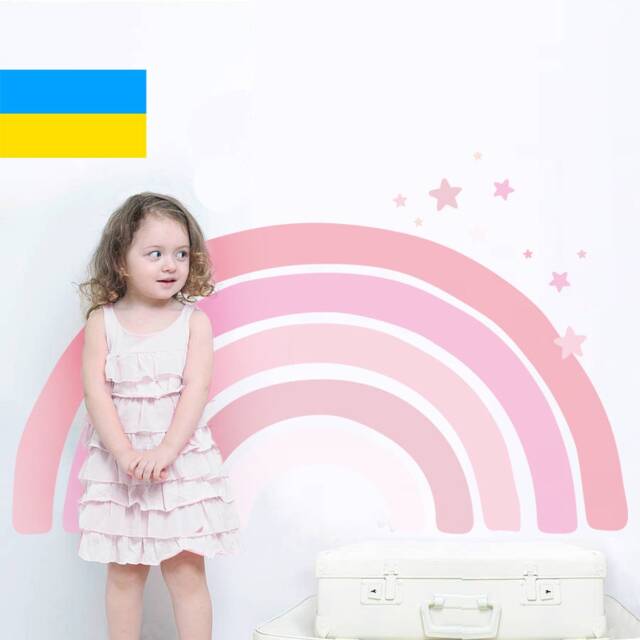 Pink Pastel Rainbow Wall Decals, Decor Nursery Decal Girls, Large ...