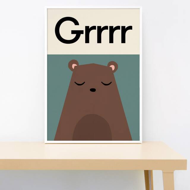Grrr - Bear Animal Sounds Print Print Nursery Wall Art Educational ...