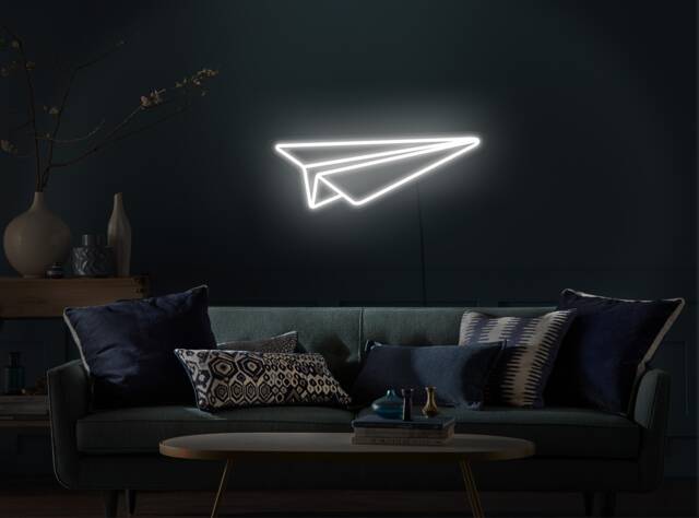 Paper Airplane Neon Sign, Paper Led Wall Decor, Paper Art, Airplane ...