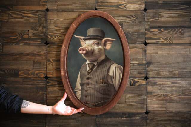 Pig Victorian Portrait, Victorian Art, Wooden Decor Plaque, Vintage ...
