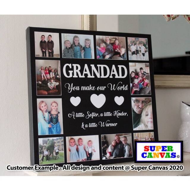 Grandad Our World Personalised Custom 12 Picture Photo Collage Board ...