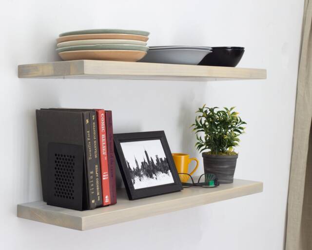 Light Gray Floating Shelf, Custom Size Shelf For Kitchen With Hidden ...