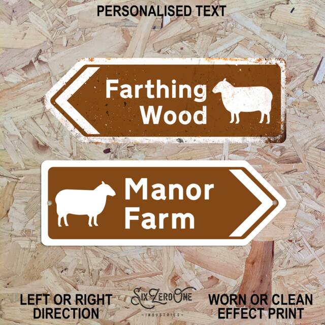 Personalised Farm Arrow Metal Sign Landscape - Worn Or Clean Look ...