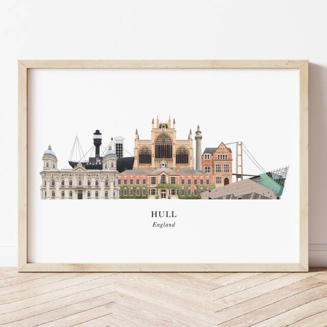 Hull Skyline Print, Cityscape, Wall Art, Gift, Illustration, Poster ...