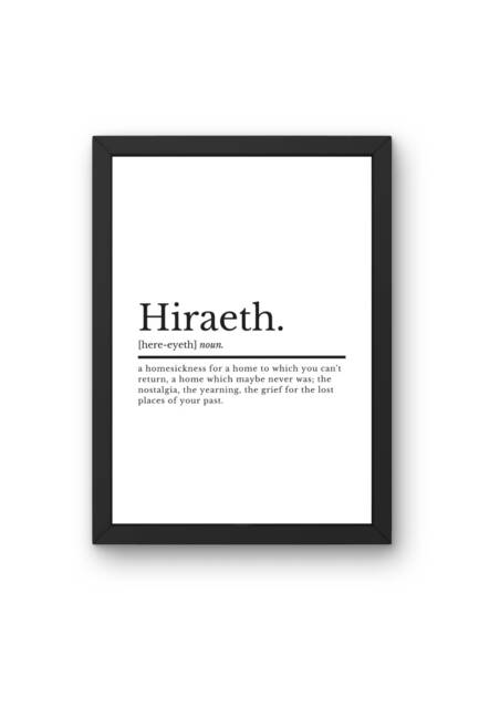 Welsh Saying Print Gift - Hiraeth Definition Gifts Prints Bedroom Wall ...