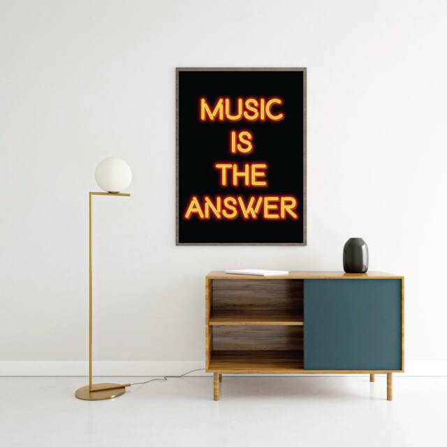 Canvas Music Is The Answer Neon Sign Art Poster Print by Etsy ...