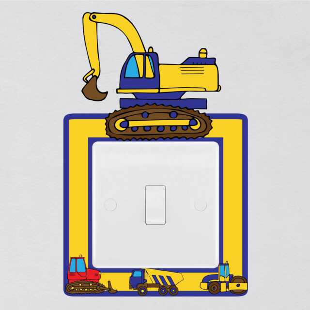 Diggers & Trucks Light Switch Surround Sticker Builders Construction ...