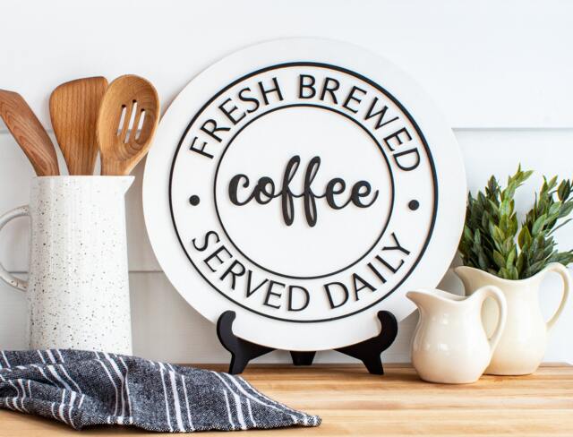 Coffe Wall Sign, Coffee Bar Kitchen Decor, Farmhouse Modern Gift For ...