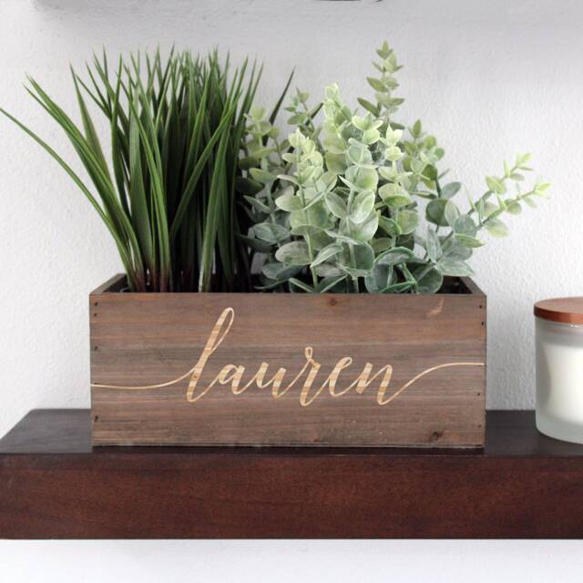 Script Planter Box, Personalized Custom Wood Indoor Planter, Box by ...