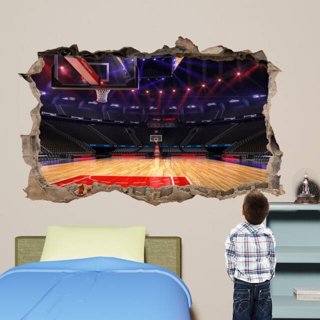 Basketball Court Wall Sticker 3D Art Vinyl Poster Kids Room Office ...
