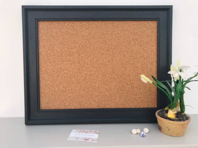 Solid Wooden Framed Pin Board Hand Painted in Neptune's Charcoal by ...