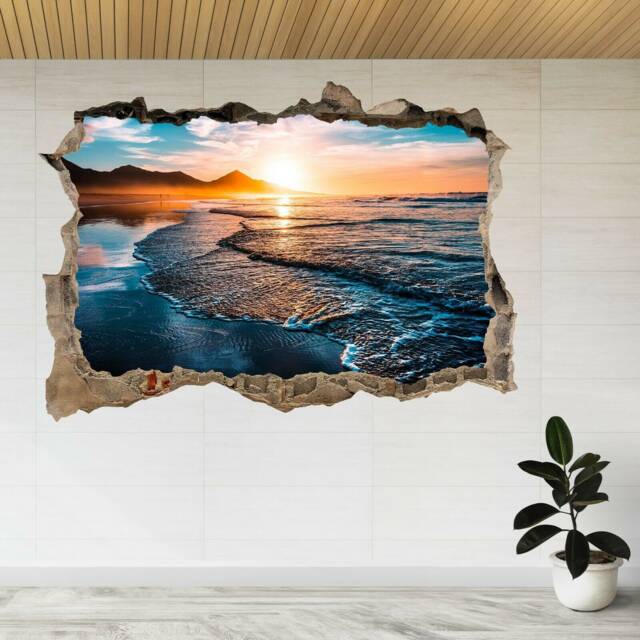 Beach Sunset Nature 3D Smashed View Wall Sticker Poster Decal A45 by ...