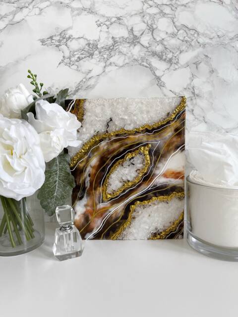 Resin Geode Art, Wall 3D Geode, Rock Painting Canvas, Decor, Wooden ...