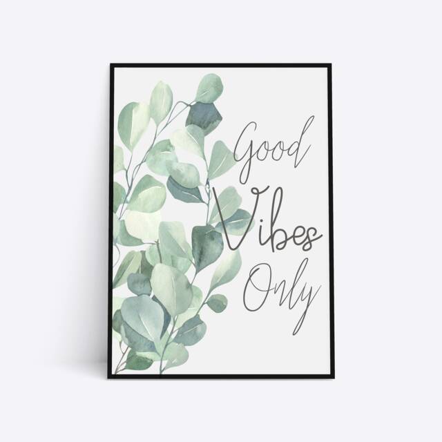 Good Vibes Only Print, Wall Art, Home Decor, Bathroom Botanical ...