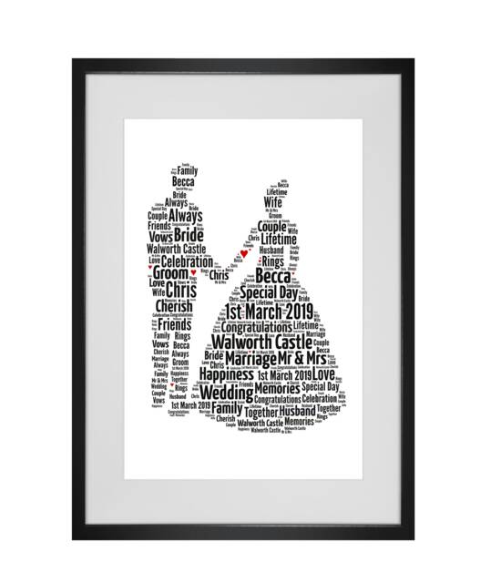 Personalised Wedding Couple, Bride & Groom Word Art Print by Etsy ...