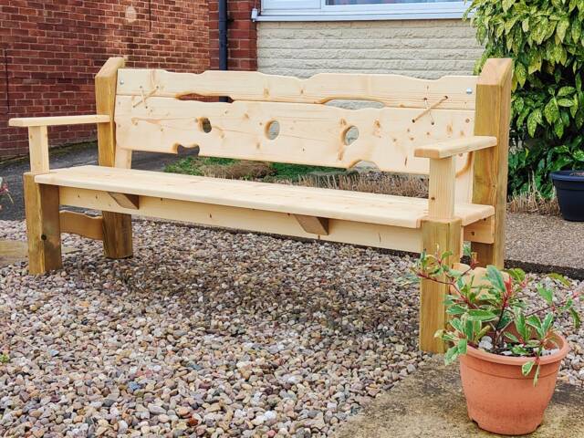 Handmade Farmhouse Garden Bench - Rustic Outdoor Seating, Memorial Park ...