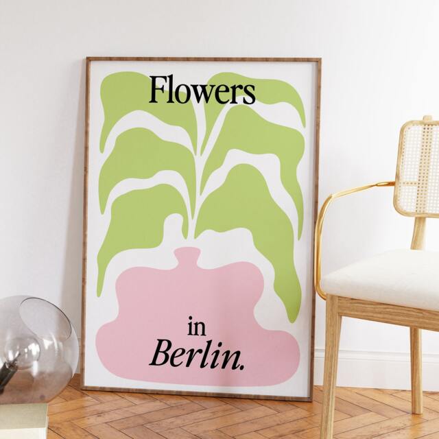 Flowers in Berlin Print, Floral Art, A2, A3, A4, Colourful Pink Prints ...