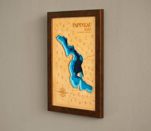 Papineau Lake - 3D Wall Art-Multilayer Map-Lake House Decor-Layered ...