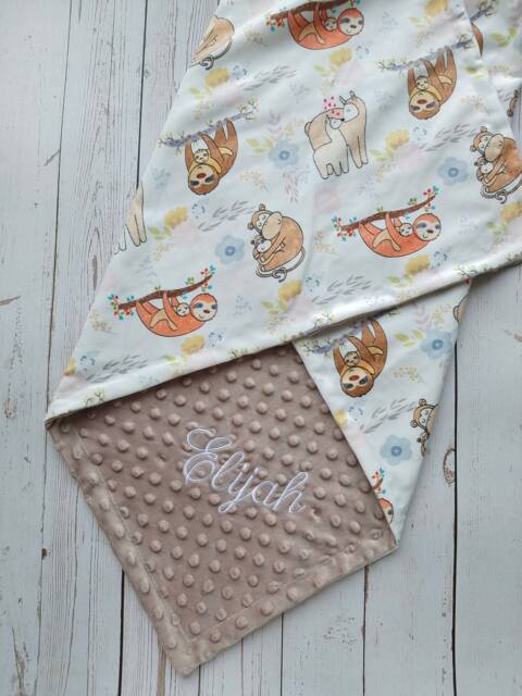 26 Personalized Baby Blanket Or Lovey Sloth Monkey Baby Blanket Boy ...