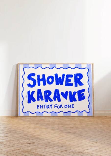 Shower Karaoke Art Print Poster, Vintage Print, Trendy Retro Big Words ...