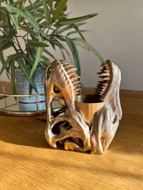 3D Printed T-Rex Skull Pot Dinosaur Desk Organizer by Etsy | uFurnish.com