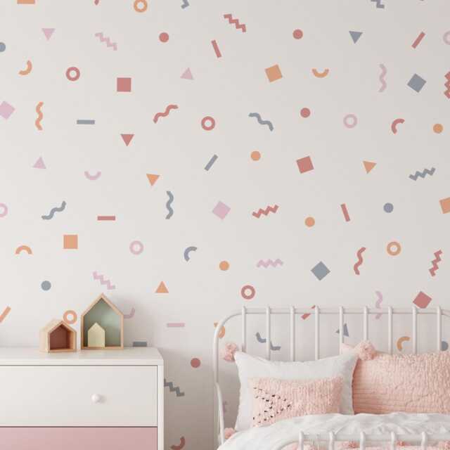 Pastel Doodle Wall Decals, Kids Bedroom Pattern, Geometric Shape ...
