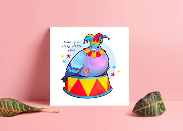 Pigeon Clown Physical Art Print - Having A Silly Little Time by Etsy ...