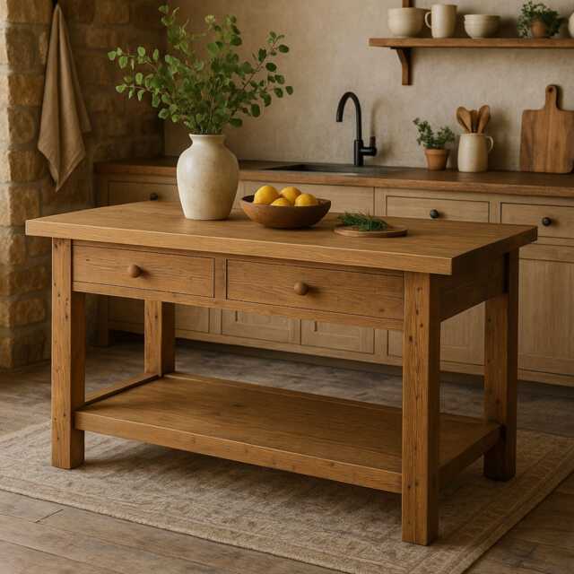 Reclaimed Wood Kitchen Island, Rustic Island With Drawers, Counter ...