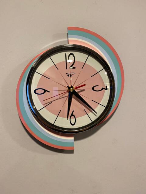 Atomic Formica Wall Clock Mid-Century Jetsons Style, Pink & White by ...