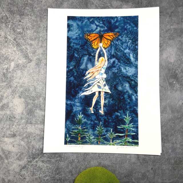 On Borrowed Wings, Monarch Butterfly Art, Monarch Wings, Ginger Hair, Archival Print, 8.5 X 11 ...
