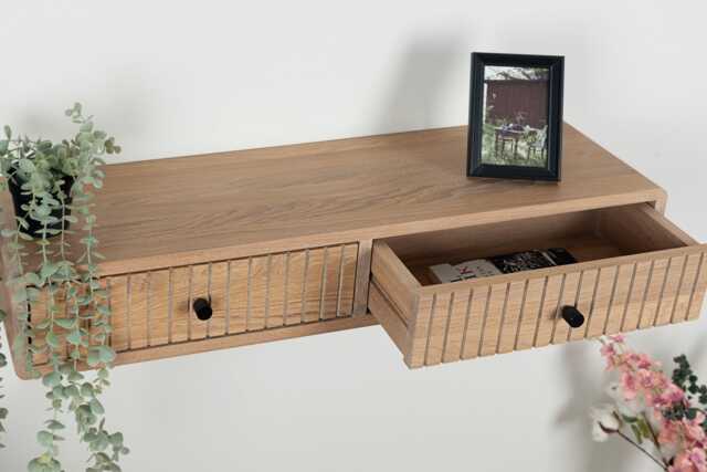 Floating Console Table With Two Fluted Drawers , Entryway Table ...