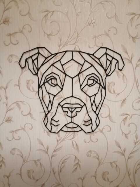 American Pitbull Terrier Wall Decor, Gift, Geometric God, Wire Pitbull ...