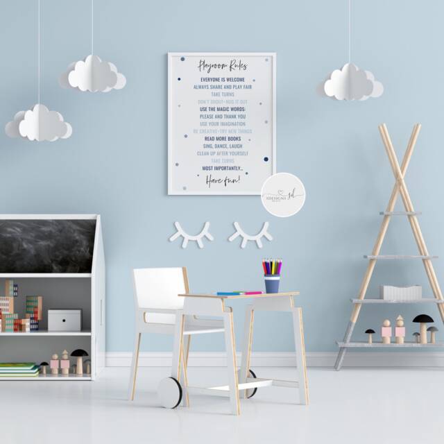 Playroom Rules Print - Decor Children's Accessories Nursery Wall Art ...